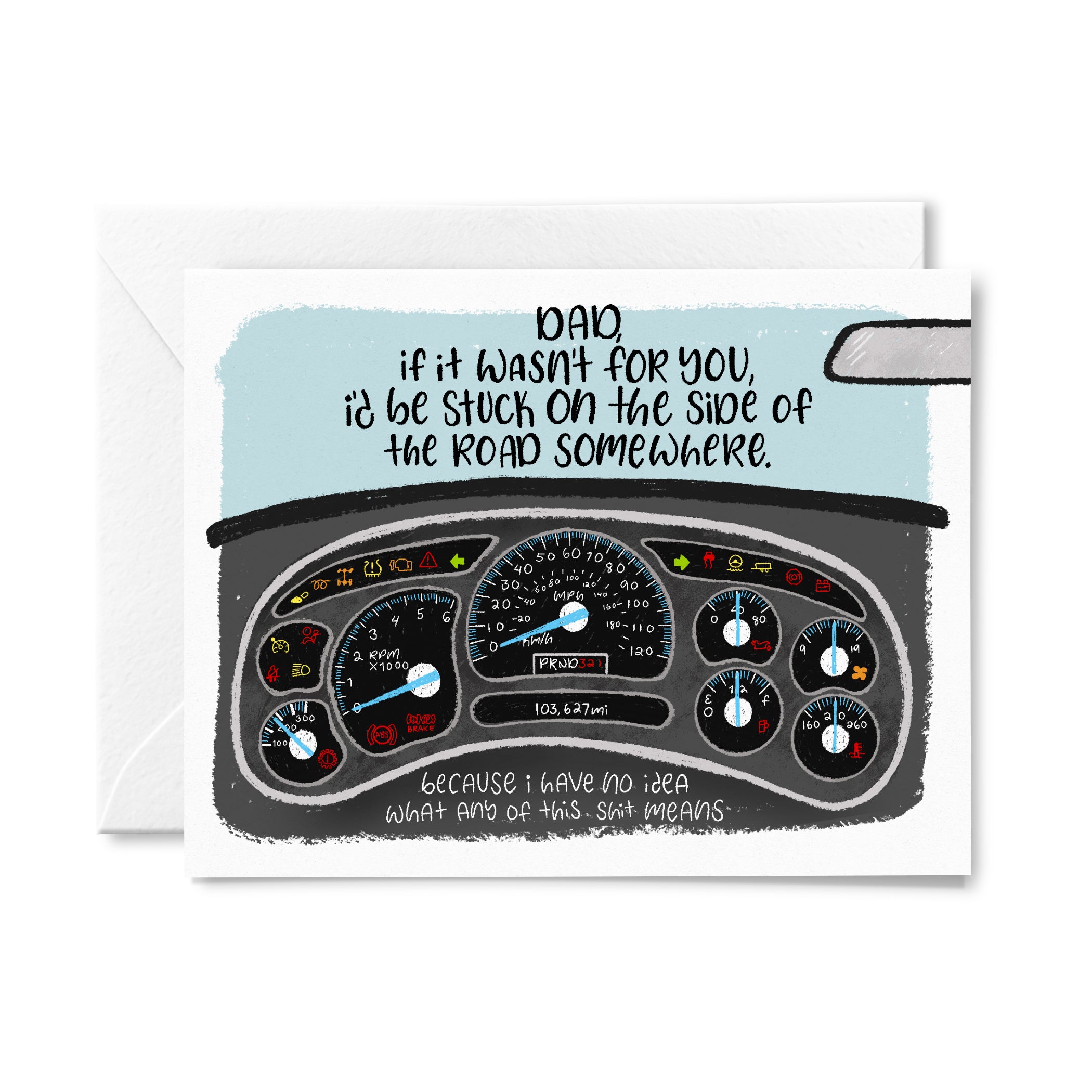 Car Dashboard Dad Greeting Card – paperbunnypress